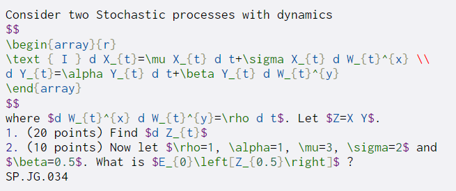 Solved Consider two Stochastic processes with dynamics $$ | Chegg.com