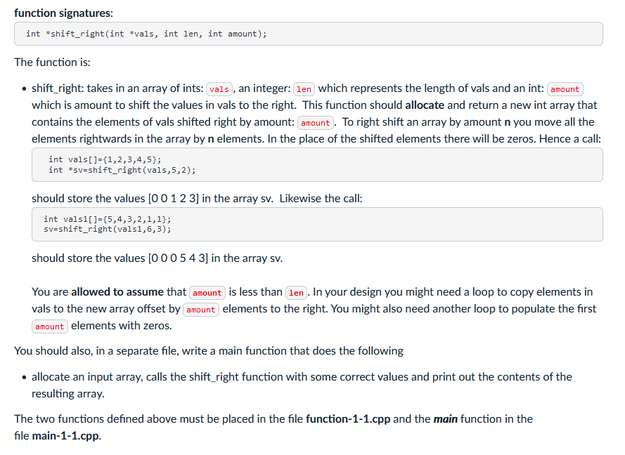 Solved Function Signatures Int Shiftrightint Vals Int 