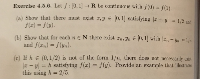 Solved Exercise 4.5.6. Let f : [0,1] → R be continuous with | Chegg.com