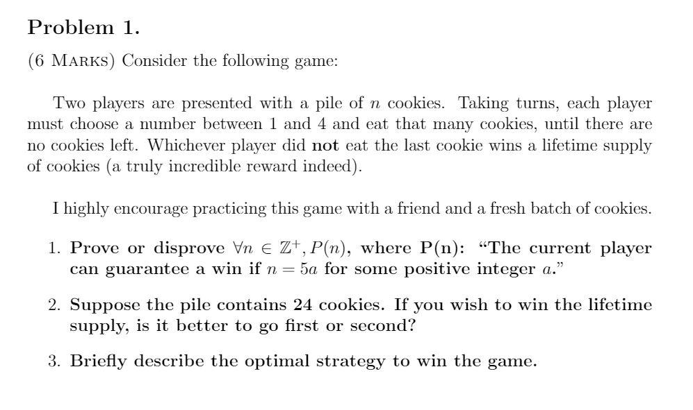 Solved Problem 1. (6 MARKS) Consider the following game: Two | Chegg.com