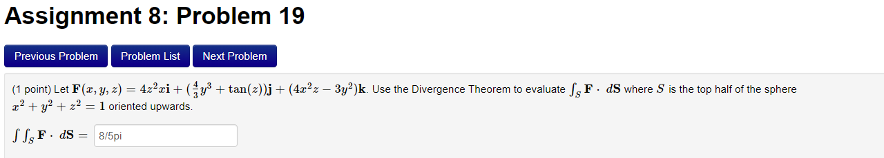 Solved Assignment 8: Problem 19 Previous Problem Problem | Chegg.com