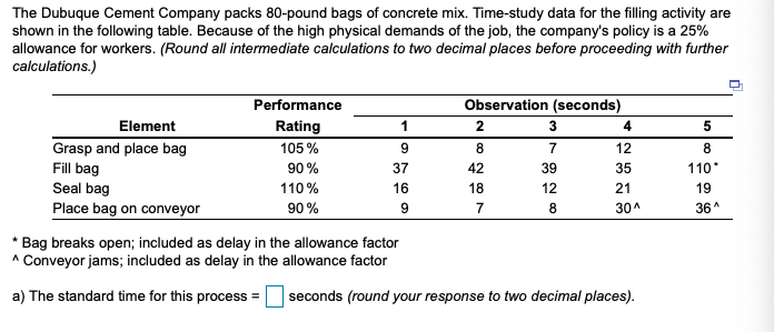 Solved The Dubuque Cement Company packs 80-pound bags of | Chegg.com