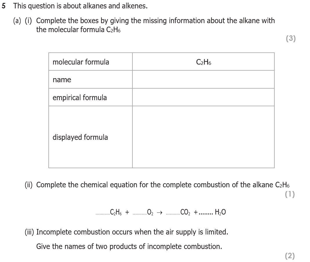 Solved 5 This question is about alkanes and alkenes. (a) (i) | Chegg.com