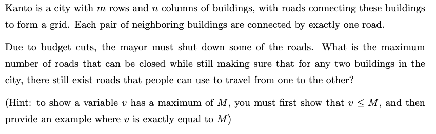 Kanto is a city with m rows and n columns of | Chegg.com