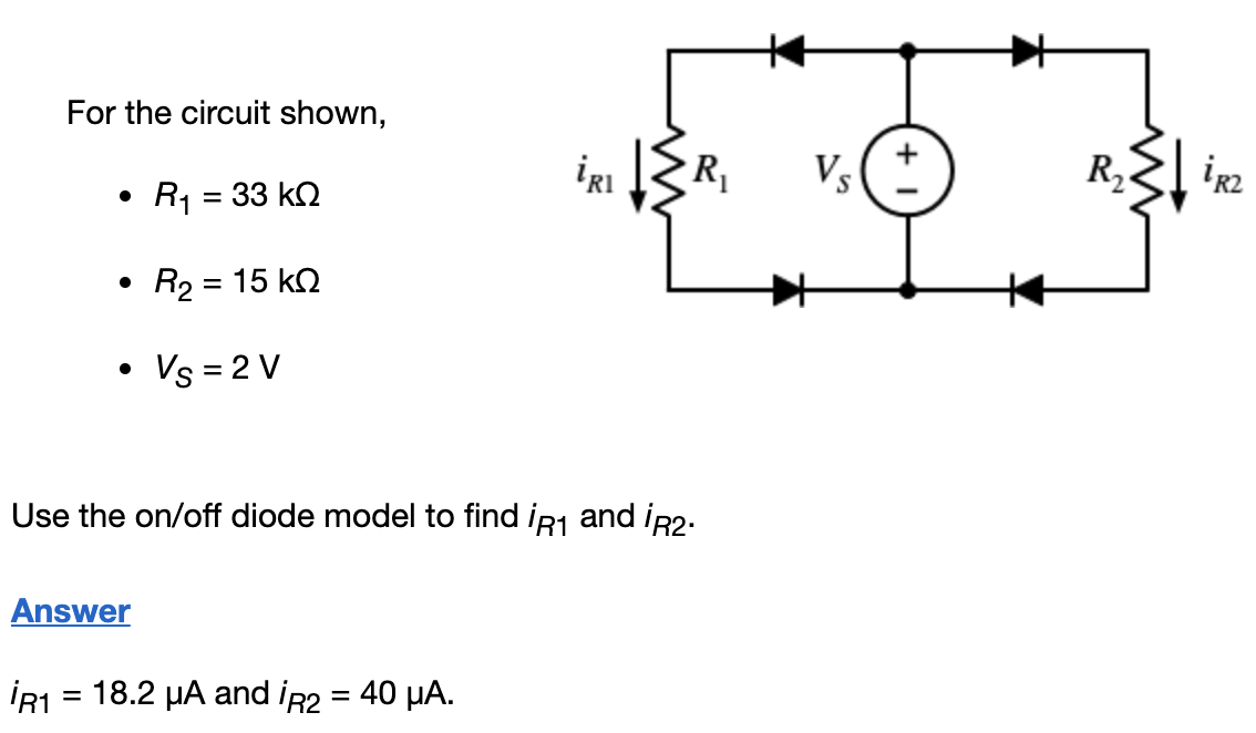 Solved For the circuit shown, iri Vs 53 iR2 R1 = 33 k22 R2 = | Chegg.com