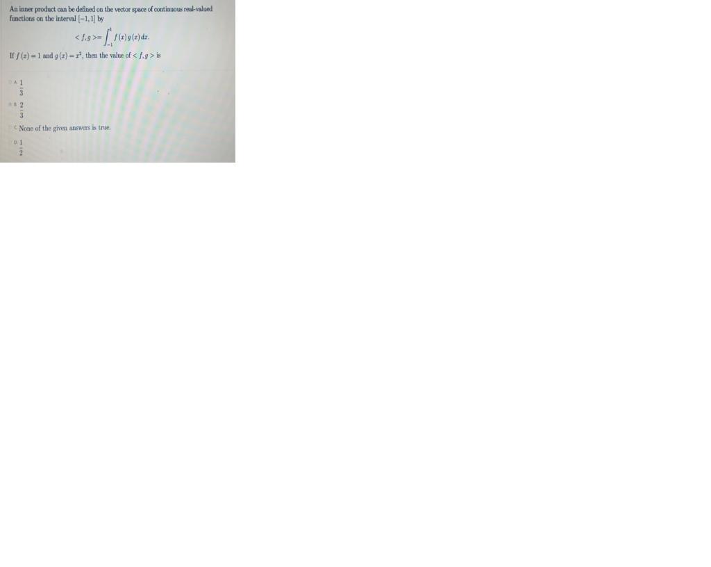 Solved An inser product can be defined on the vector space | Chegg.com
