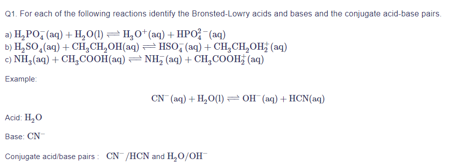 Solved Q1. For each of the following reactions identify | Chegg.com