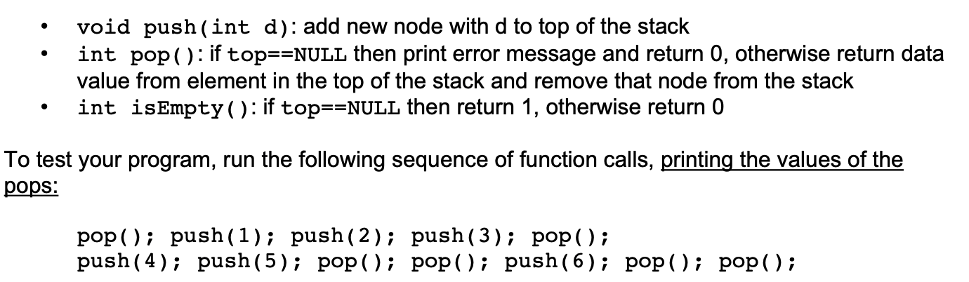 Solved How do I code the following stack deux in C program? | Chegg.com