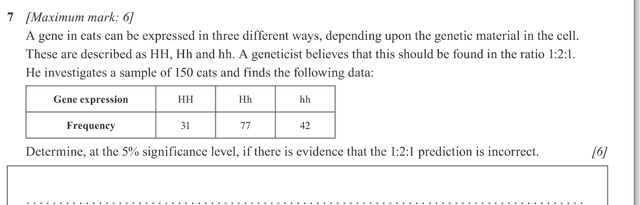 Solved 7 [Maximum mark: 6] A gene in cats can be expressed | Chegg.com