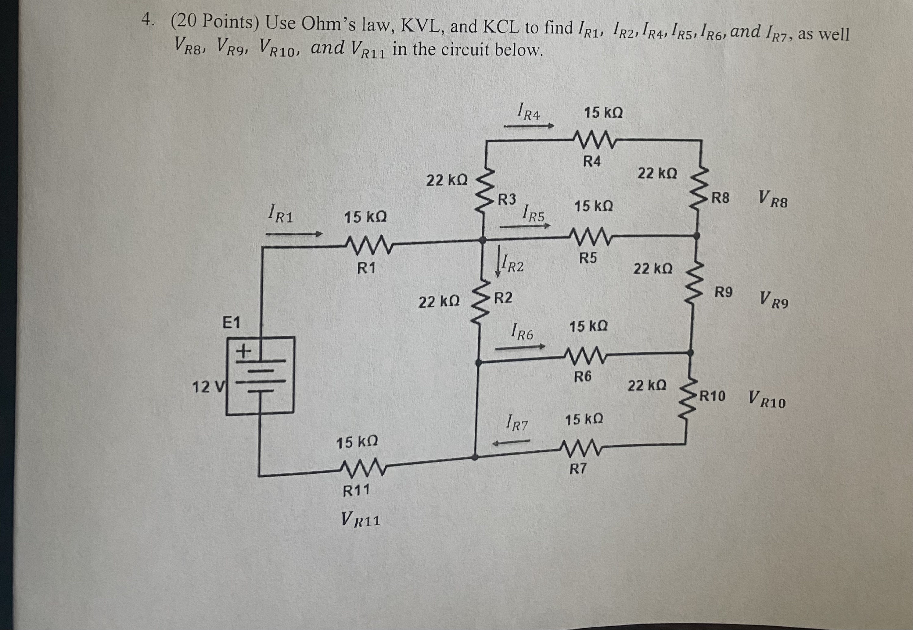 Solved Use Ohm’s law, KVL, and KCL to find 𝐼𝑅1, 𝐼𝑅2, | Chegg.com