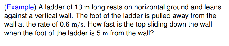 Solved (Example) ﻿A ladder of 13m ﻿long rests on horizontal | Chegg.com