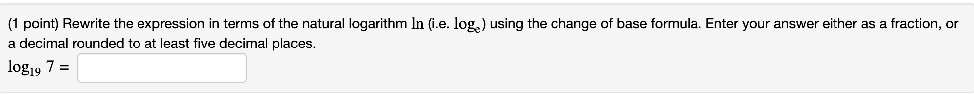 Solved (1 point) Rewrite the expression in terms of the | Chegg.com
