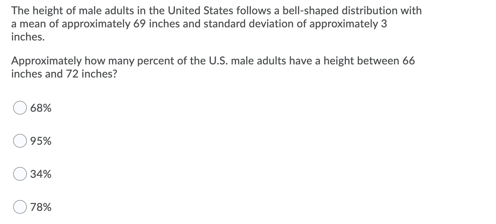 Solved The height of male adults in the United States | Chegg.com