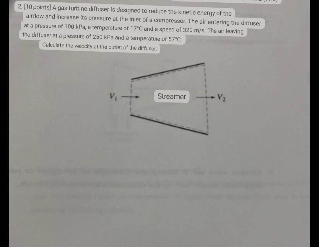 Solved 2. [10 points] A gas turbine diffuser is designed to | Chegg.com