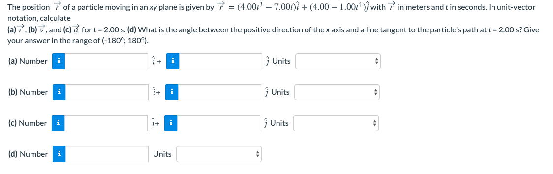 Solved The position of a particle moving in an xy plane is | Chegg.com