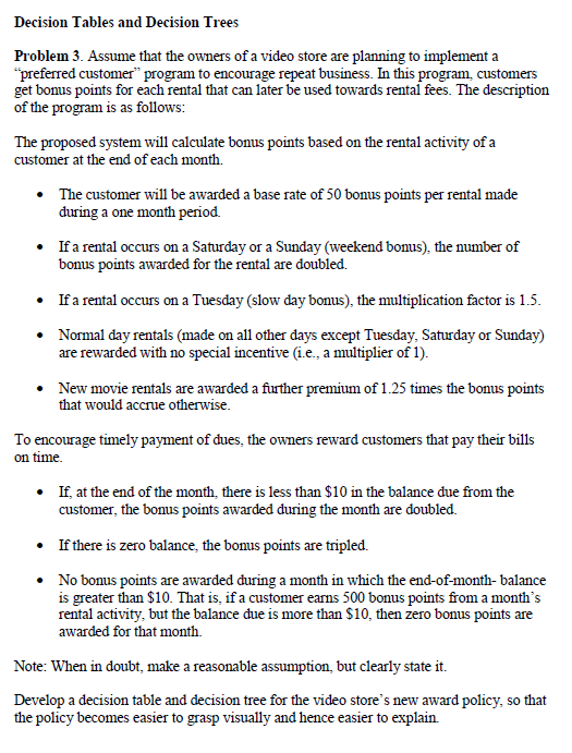 Solved Decision Tables and Decision Trees Problem 3. Assume | Chegg.com