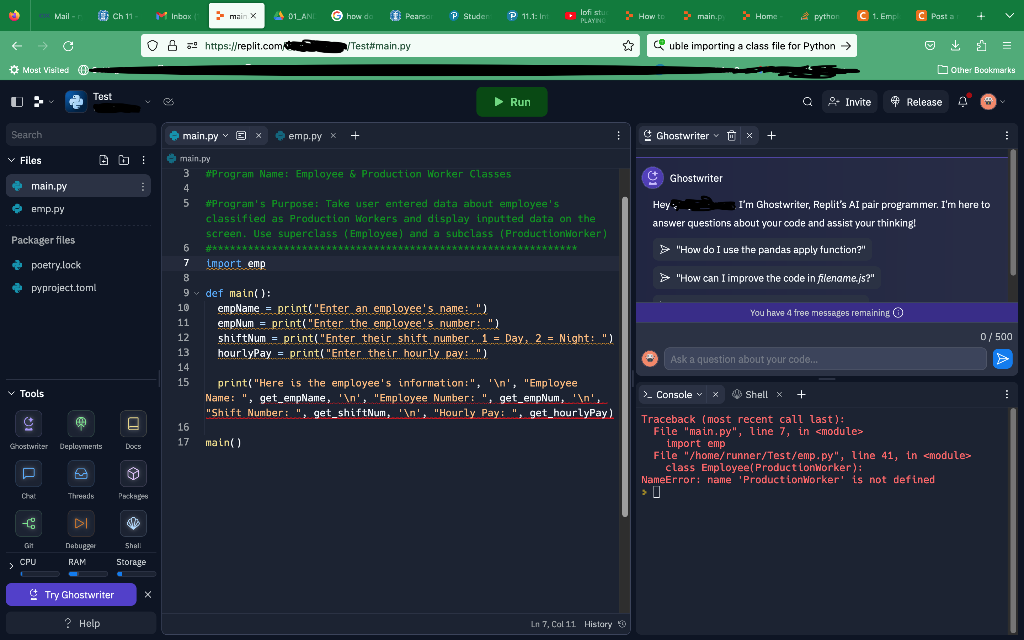 Solved In Python, please. I'm coding with replit. Here are | Chegg.com