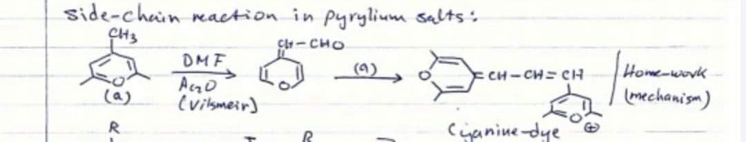 side-chain reaction in pyrylium salts: CH3 CA-CHO | Chegg.com