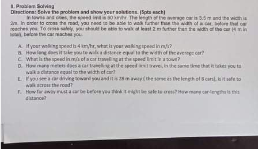 Solved II. Problem Solving Directions: Solve the problem and | Chegg.com