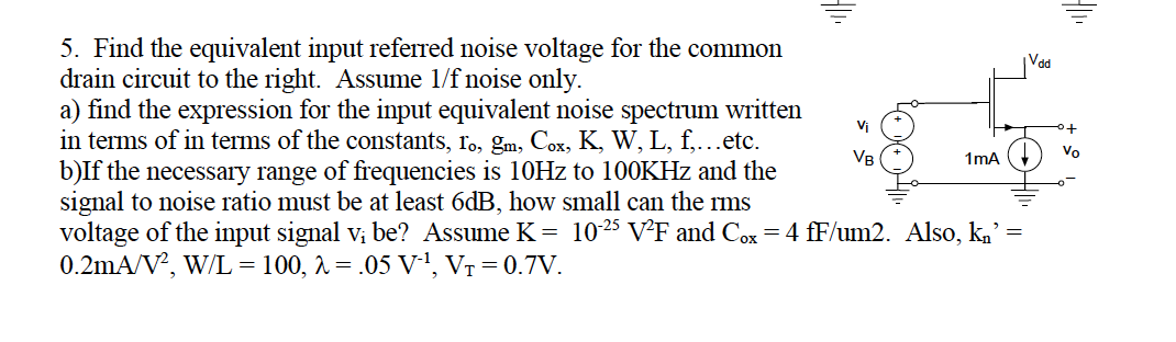 Voo Vi + 5. Find the equivalent input referred noise | Chegg.com