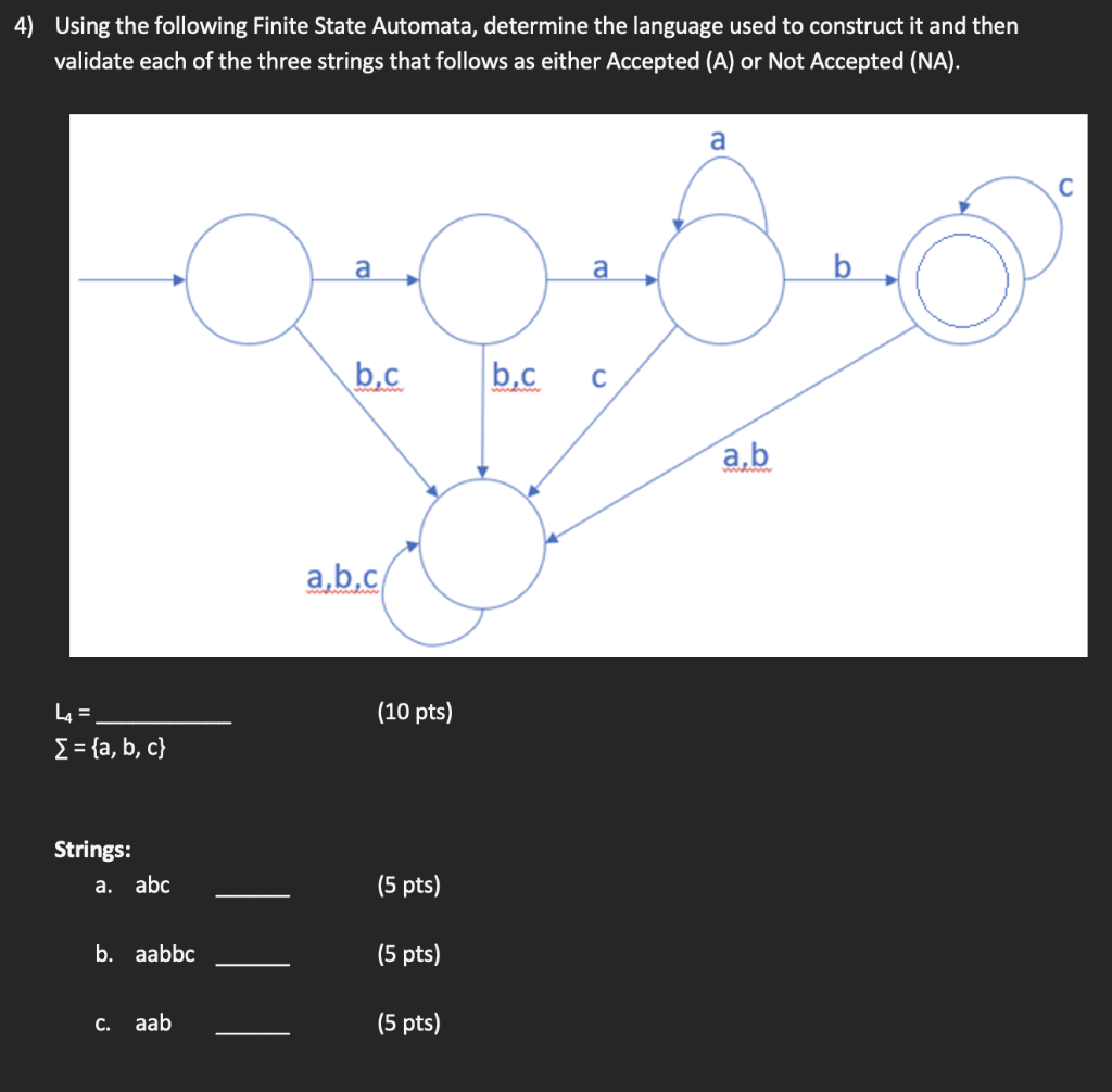 Solved Using The Following Finite State Automata Determine