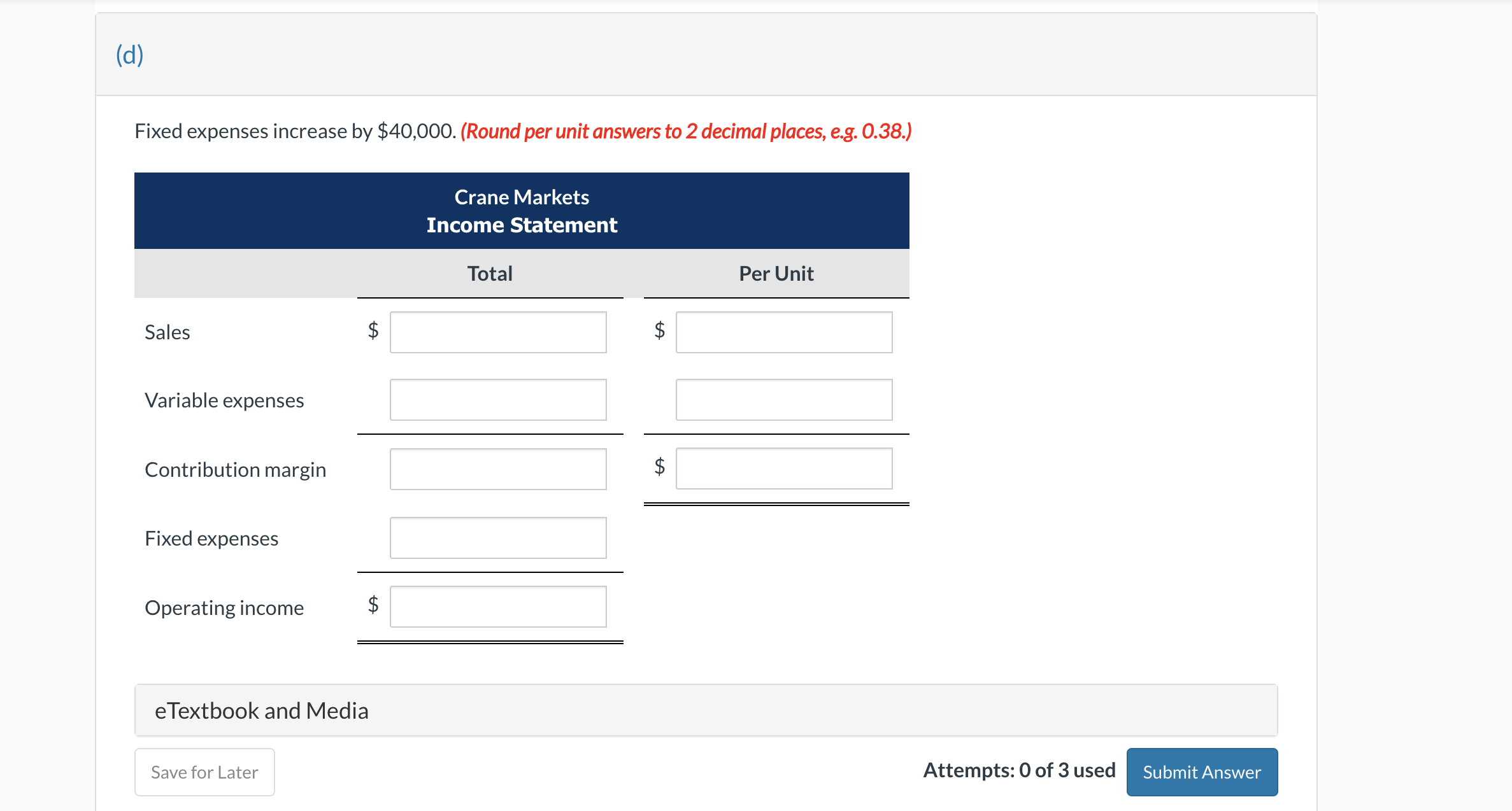 Solved Attempts: 0 of 3 used b) The sales price increases by | Chegg.com