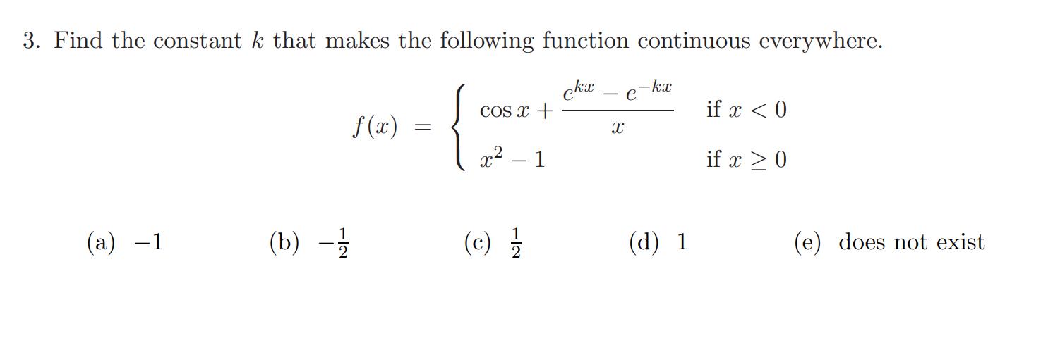Solved Find the constant k ﻿that makes the following | Chegg.com