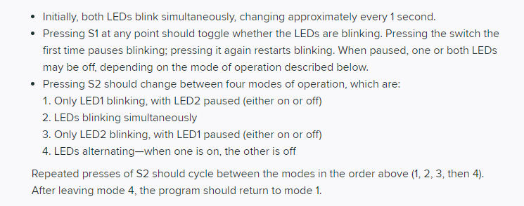 Solved Initially, both LEDs blink simultaneously, changing | Chegg.com