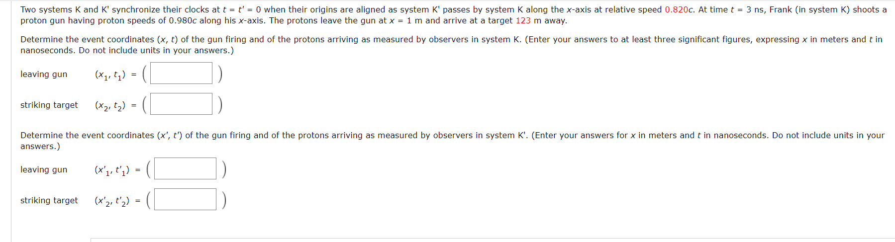 Solved Two systems K and K' synchronize their clocks at t = | Chegg.com