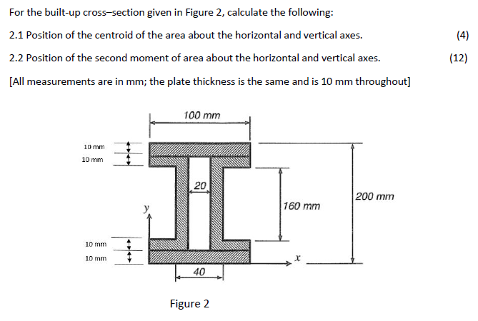 Solved (4) For the built-up cross-section given in Figure 2, | Chegg.com