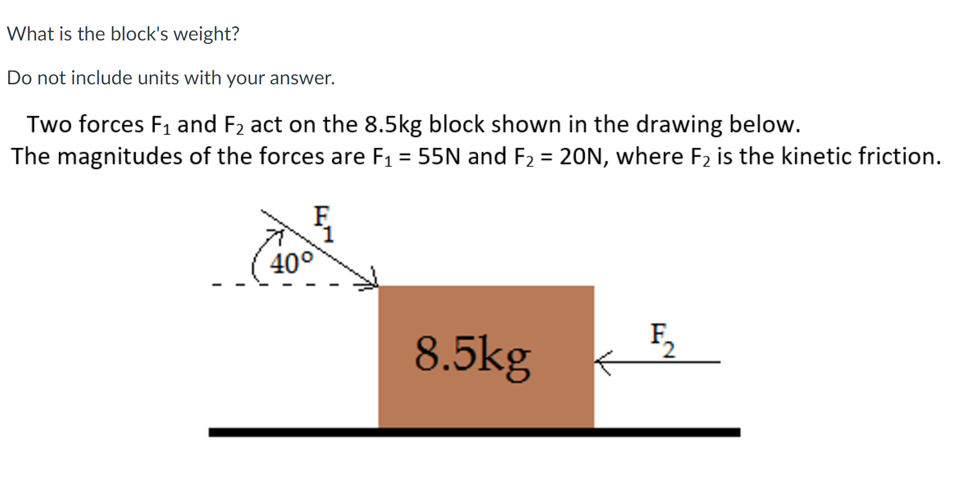 Solved What is the block's weight? Do not include units with | Chegg.com