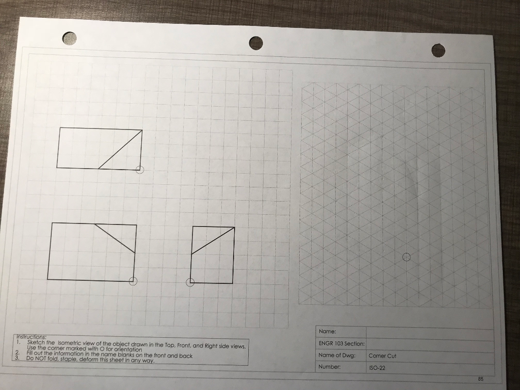 Solved Name: ENGR 103 Section: Name of Dwg: Comer Cut Number | Chegg.com
