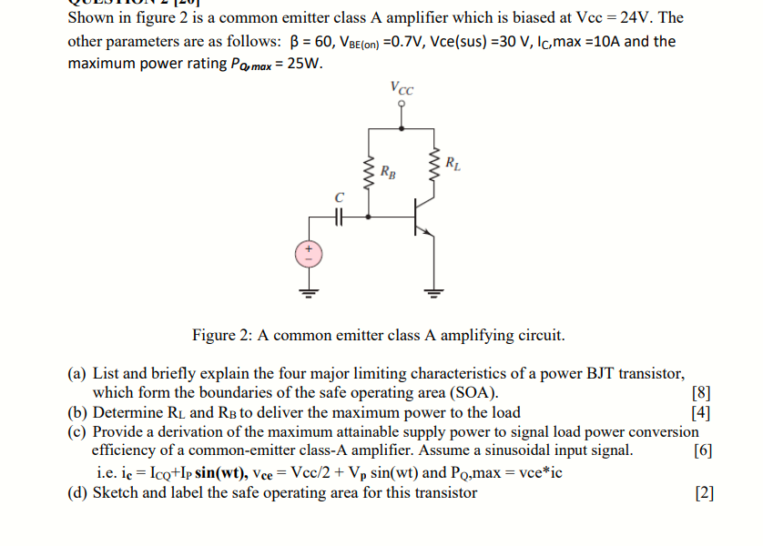 Shown in figure 2 is a common emitter class A | Chegg.com
