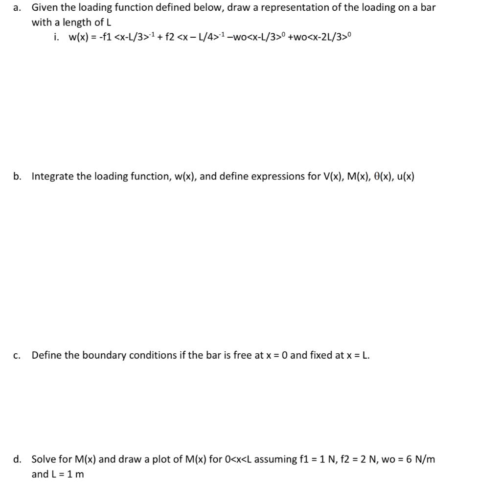 Solved a. Given the loading function defined below, draw a | Chegg.com
