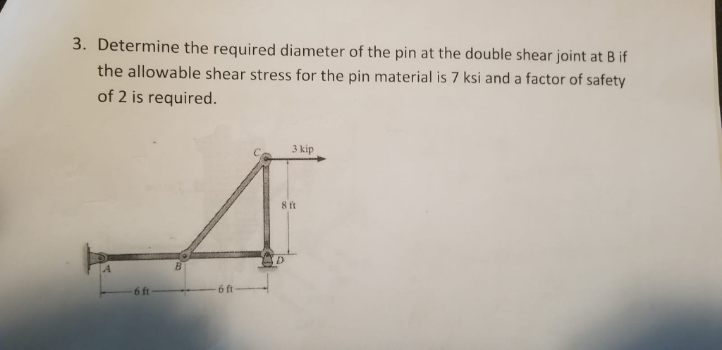 Solved 3. Determine the required diameter of the pin at the | Chegg.com
