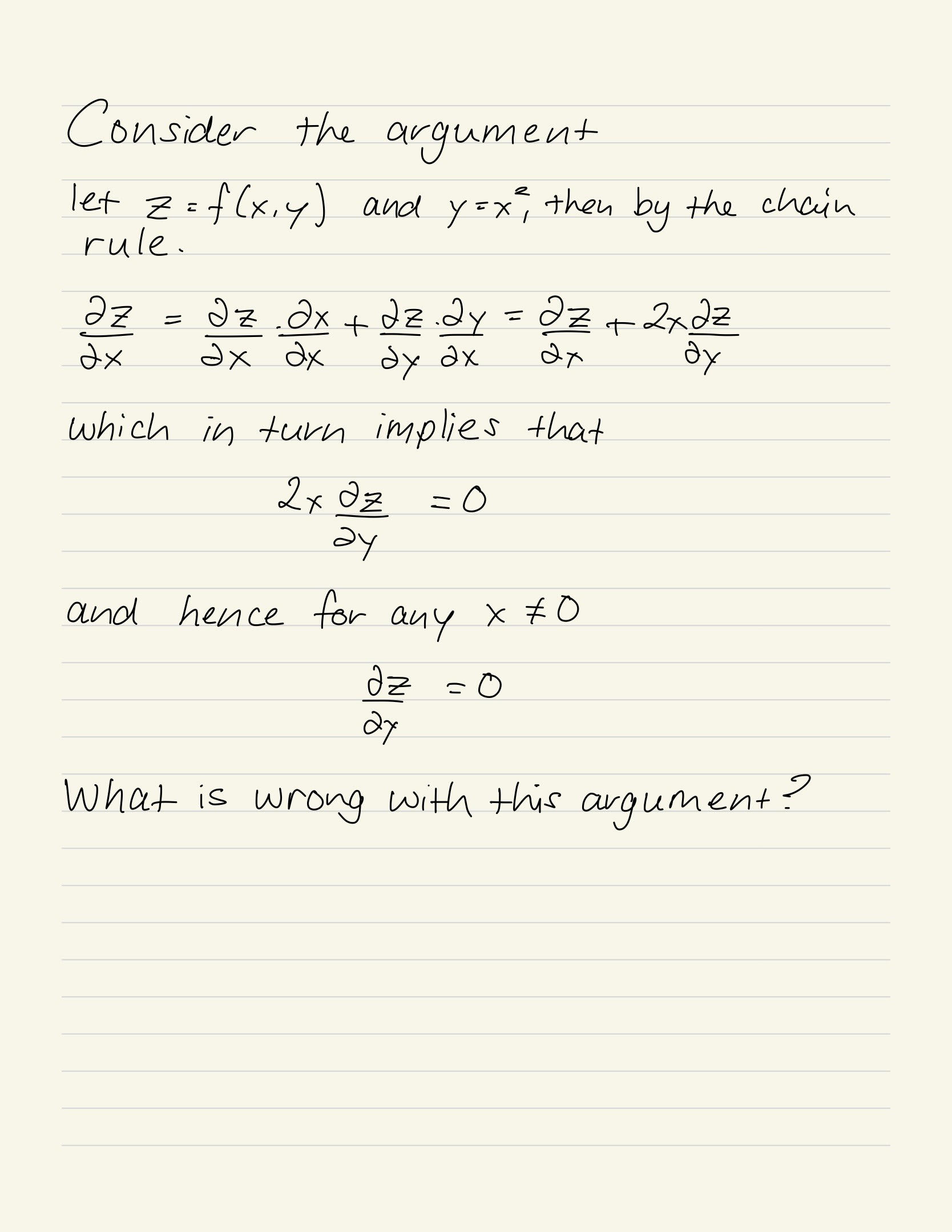 Solved Consider the argument let \\( z=f(x, y) \\) and \\( | Chegg.com