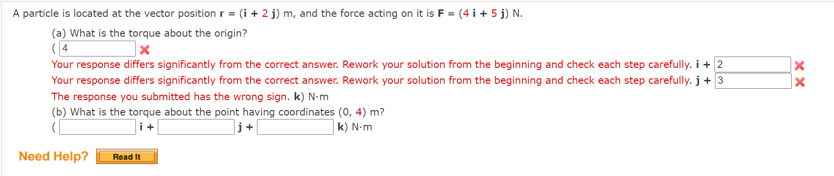 Solved A particle is located at the vector position r = (i + | Chegg.com