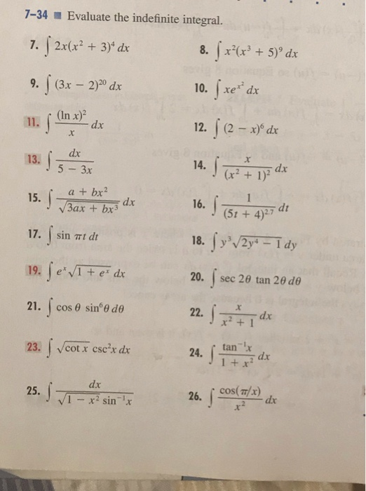 Solved 7-34 Evaluate the indefinite integral. 7. 2x(x? + 3)' | Chegg.com