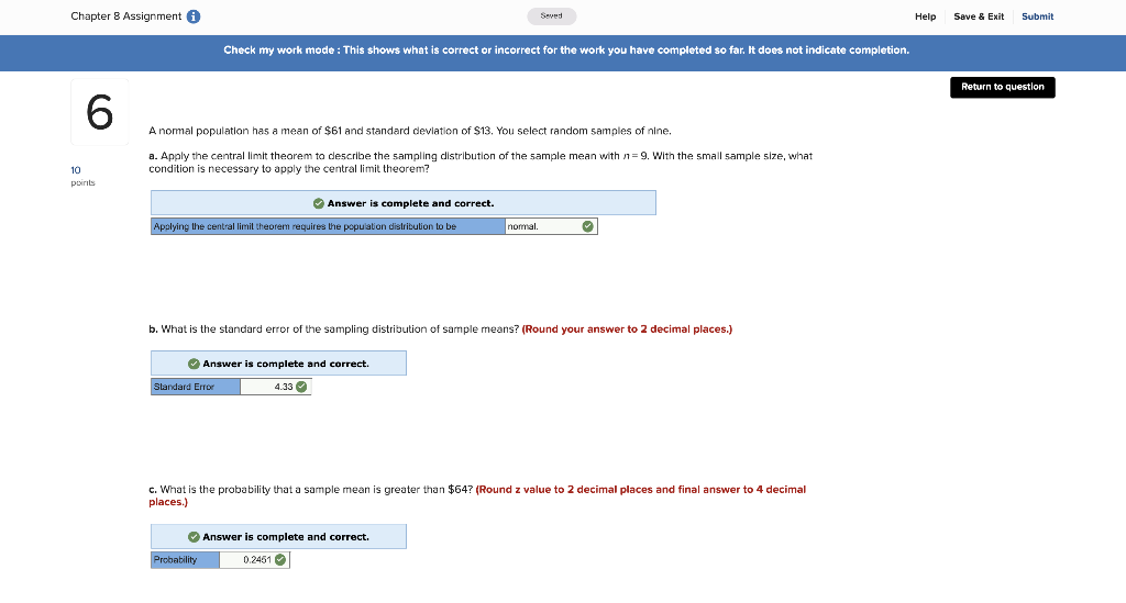 Solved Chapter 8 Assignment Seved Help Save & Exit Submit | Chegg.com