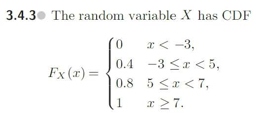 Solved 3.4.3 The random variable X has CDF | Chegg.com