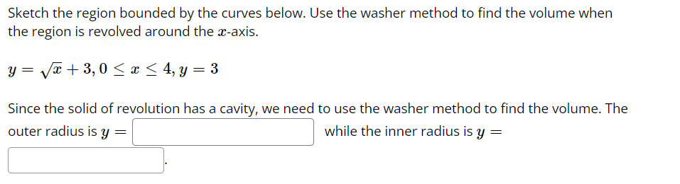 Solved Use washer method to find the exact volume of the | Chegg.com
