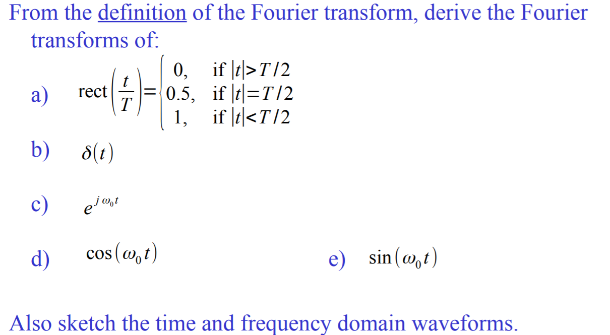 Solved From the definition of the Fourier transform, derive | Chegg.com