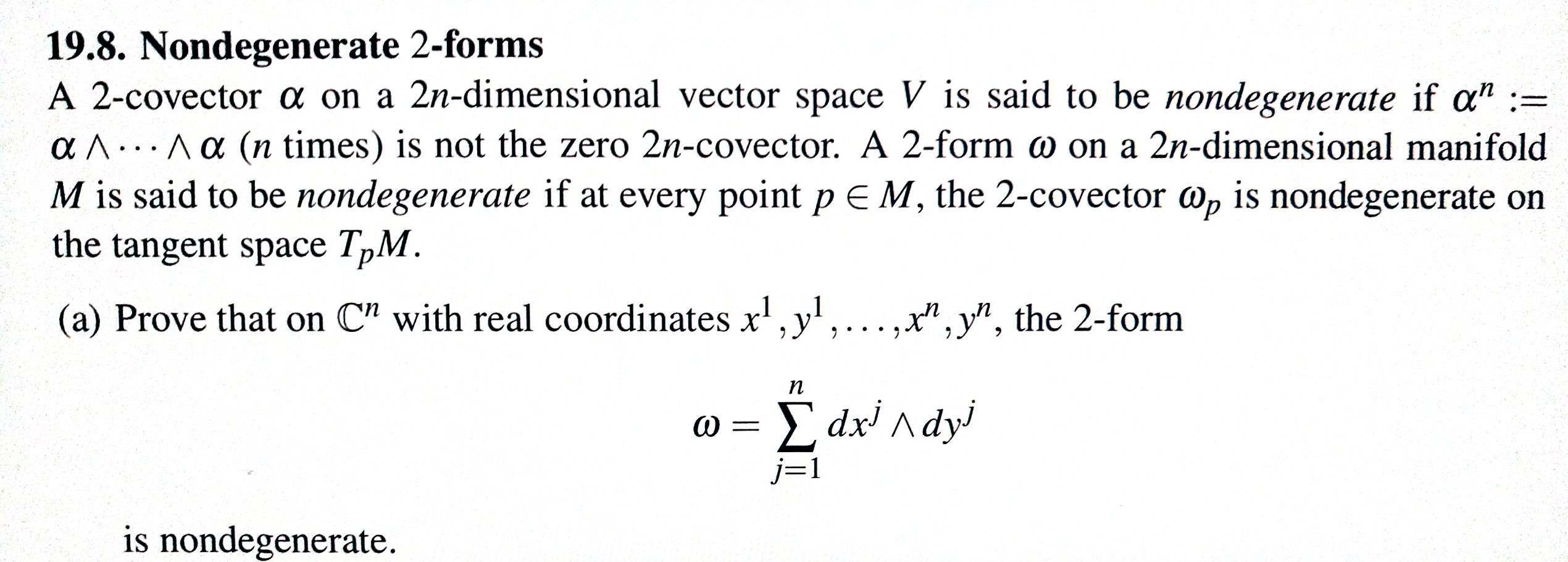 19.8. Nondegenerate 2-forms A 2-covector a on a | Chegg.com