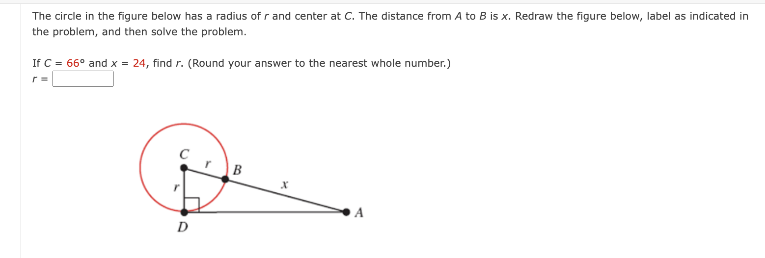 Solved The circle in the figure below has a radius of r ﻿and | Chegg.com