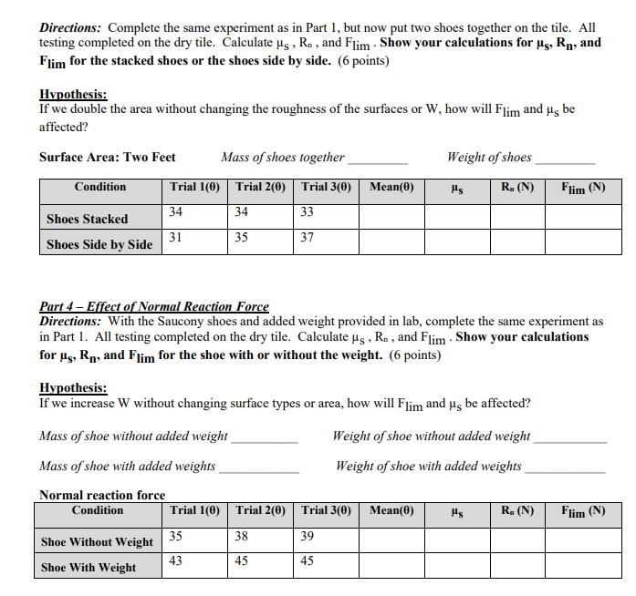 Directions: Complete the same experiment as in Part | Chegg.com