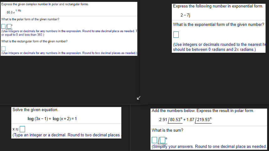 Solved Express the given complex number in polar and | Chegg.com