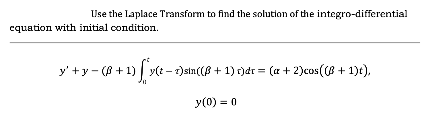 Solved Use the Laplace Transform to find the solution of the | Chegg.com