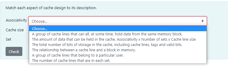 Solved Match each aspect of cache design to its description. | Chegg.com