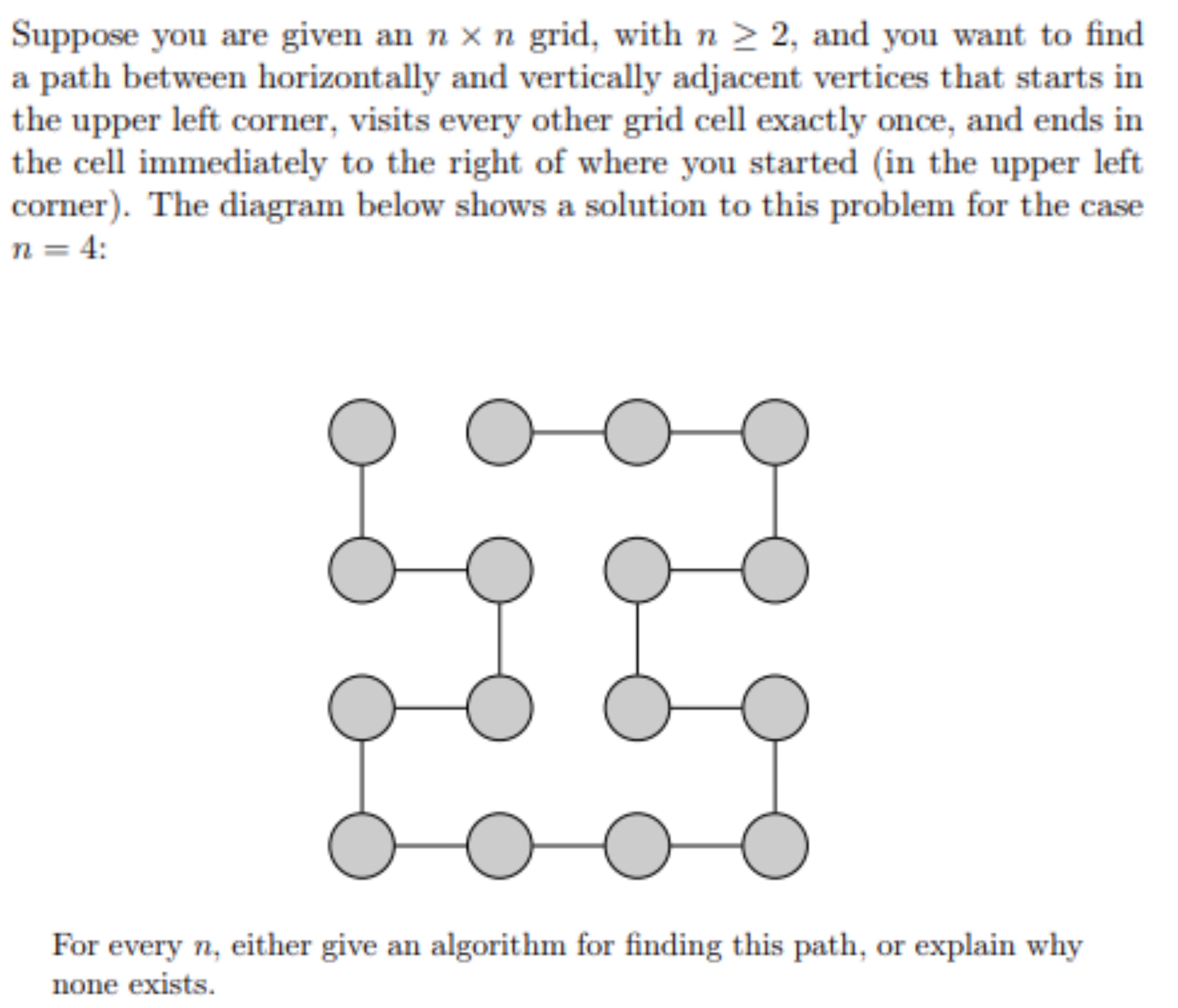 Solved Suppose you are given an n×n ﻿grid, with n≥2, ﻿and | Chegg.com