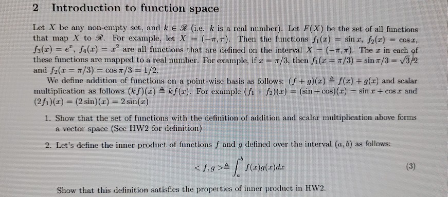 Solved 2 Introduction to function space Let X be any | Chegg.com